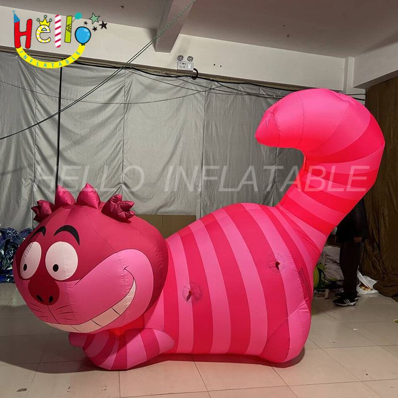 2-meter side length polyester fabric pink inflatable cat for event ...